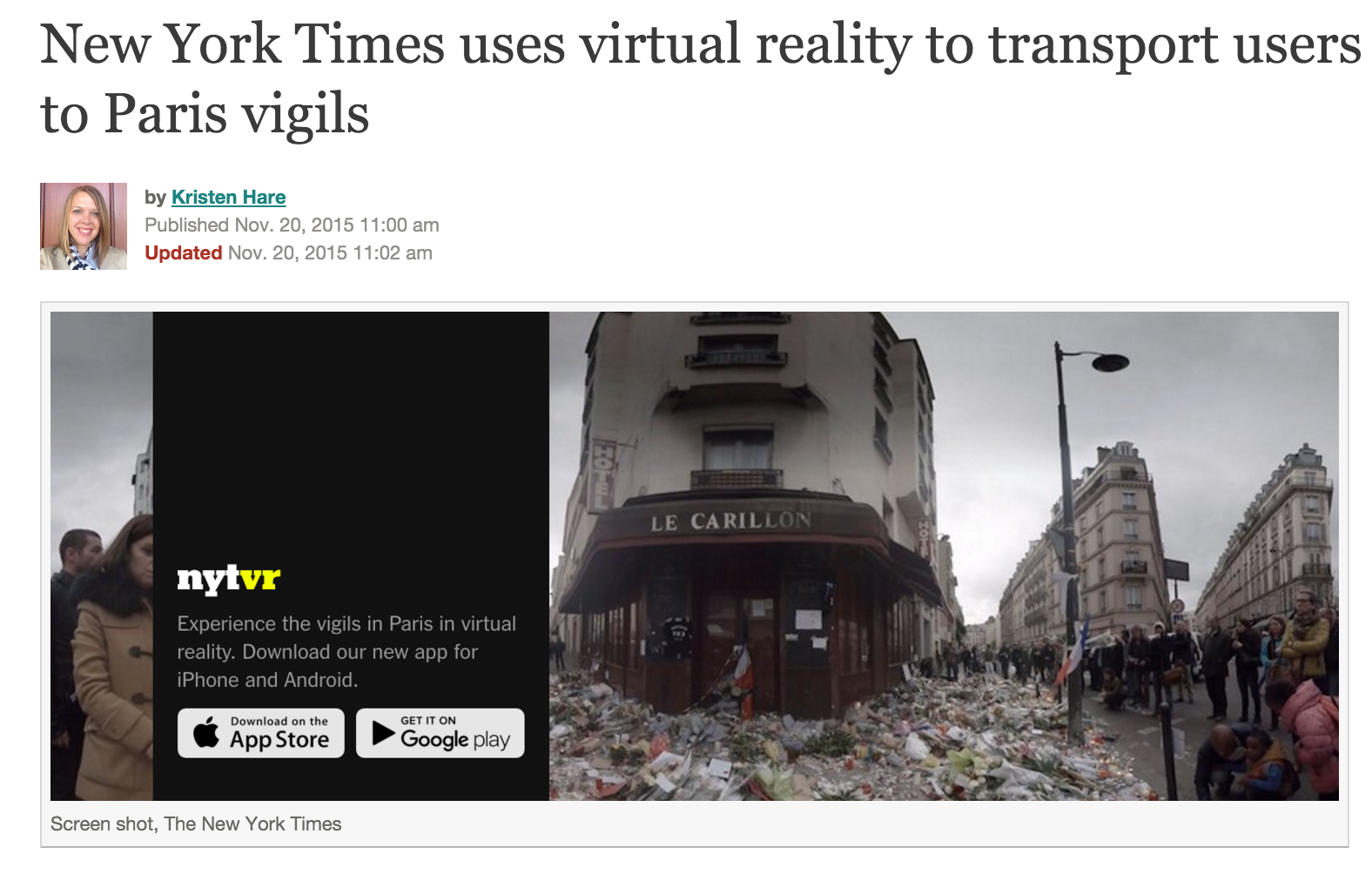 Virtual Reality to Tell the Paris Tragedy Story – Teachapalooza IX ...